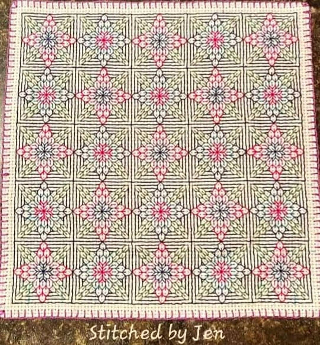 Starflower Trellis Tiles Lace Panel Blackwork Chart - Etsy