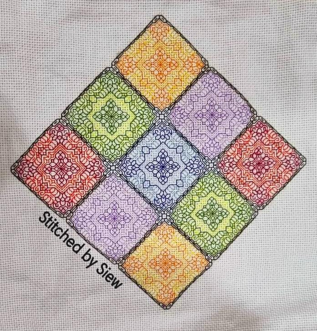 Nine Shapes Tiles Mandala Blackwork Chart - Etsy