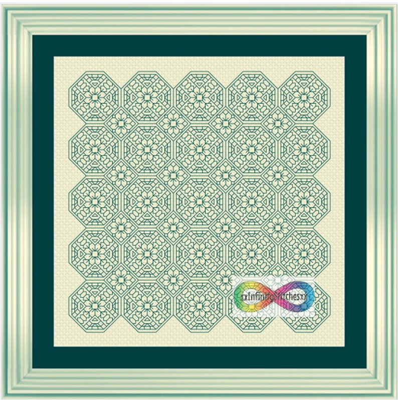 Octagonal Flower Tiles Blackwork Chart - Etsy