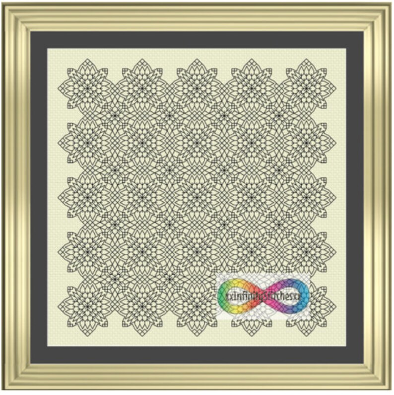 Crazy Flower Lace Square Blackwork Chart - Etsy