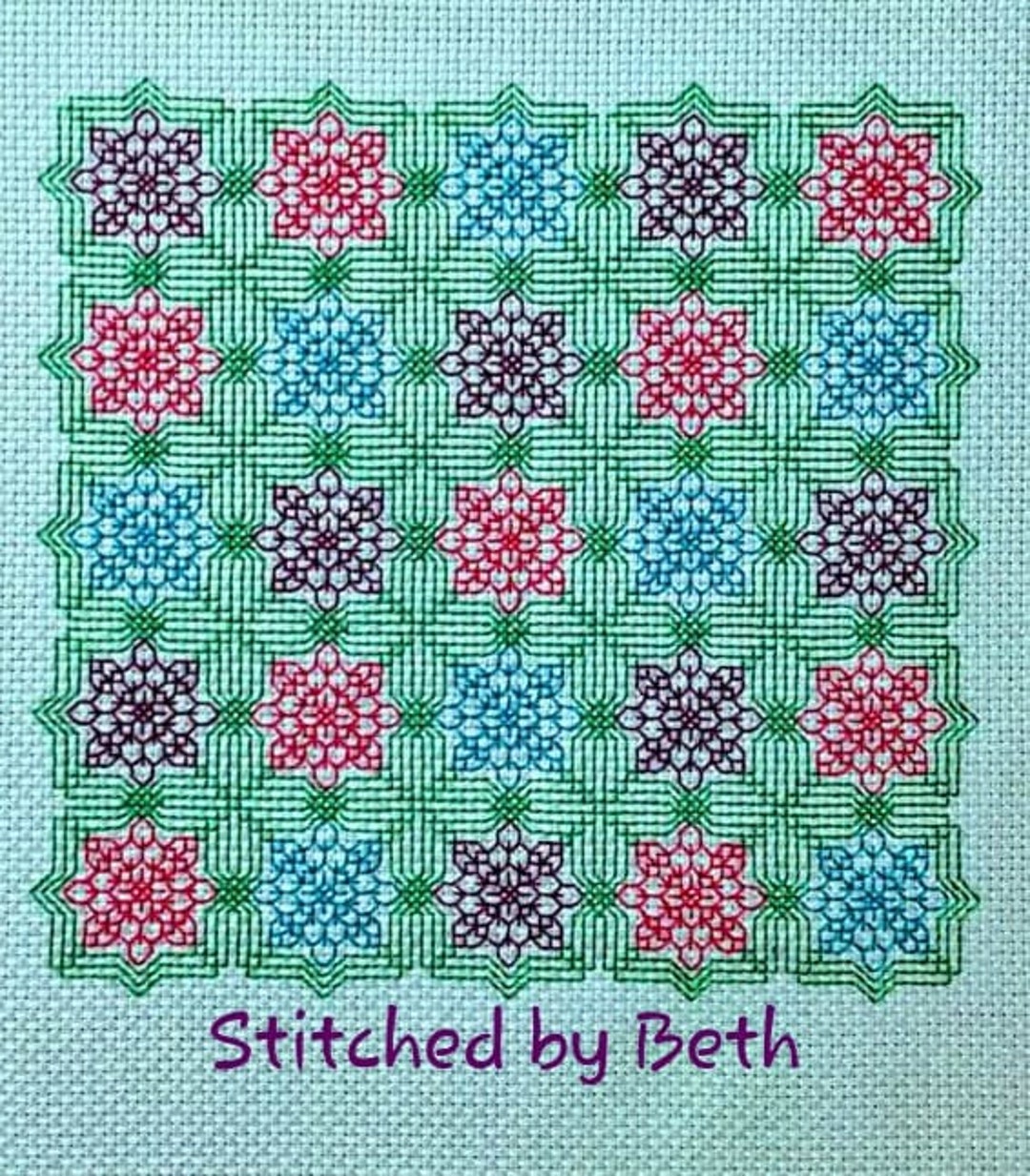 Flower Trellis Lace Panel Blackwork Chart - Etsy