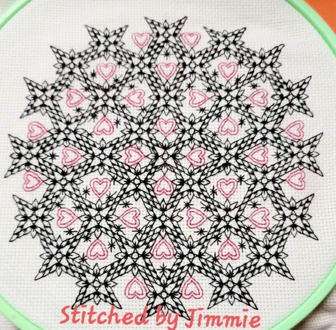 Stars and Hearts Large Blackwork Chart - Etsy