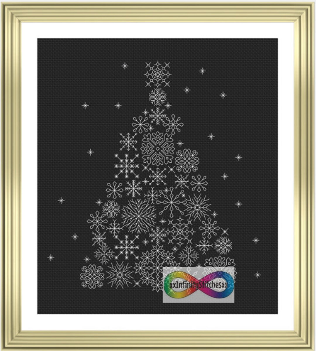 Snowflake Christmas Tree Blackwork Chart - Etsy