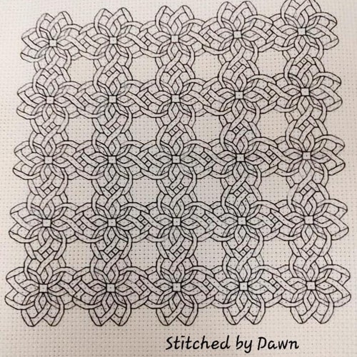 Looped Diamond Flower Lace Panel Blackwork Chart - Etsy
