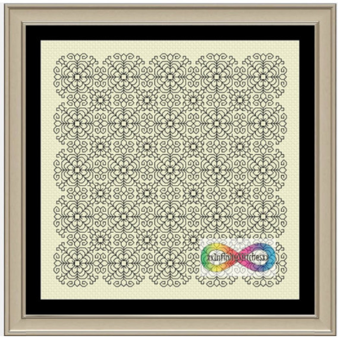 Frilly Flowers Lace Square Blackwork Chart - Etsy