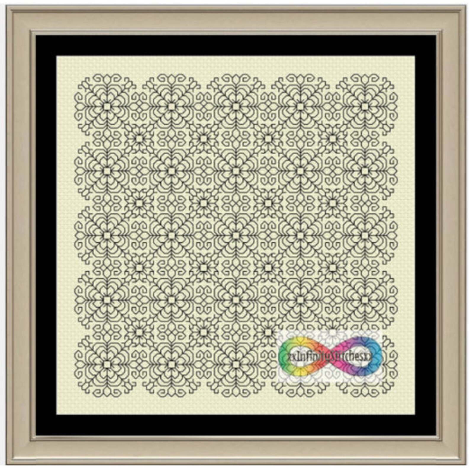 Frilly Flowers Lace Square Blackwork Chart - Etsy