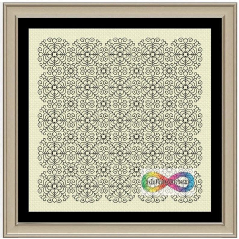 Frilly Flowers Lace Square Blackwork Chart - Etsy