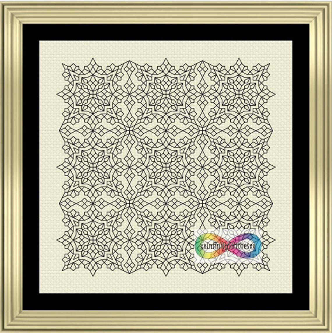 Stained Glass Star Lace Square Blackwork Chart - Etsy