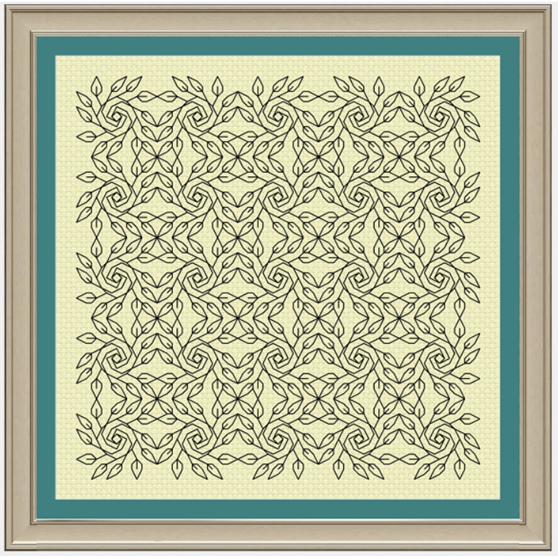 Rotating Roses Lace Panel Blackwork Chart - Etsy