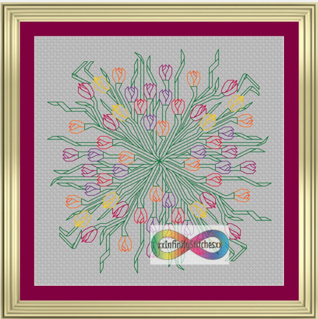 Tulips Mandala Blackwork Chart - Etsy