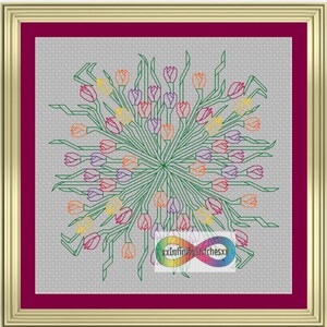 Tulips Mandala Blackwork Chart - Etsy