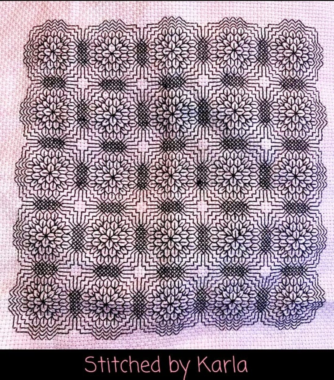 Floral Ripple Lace Blackwork Chart - Etsy