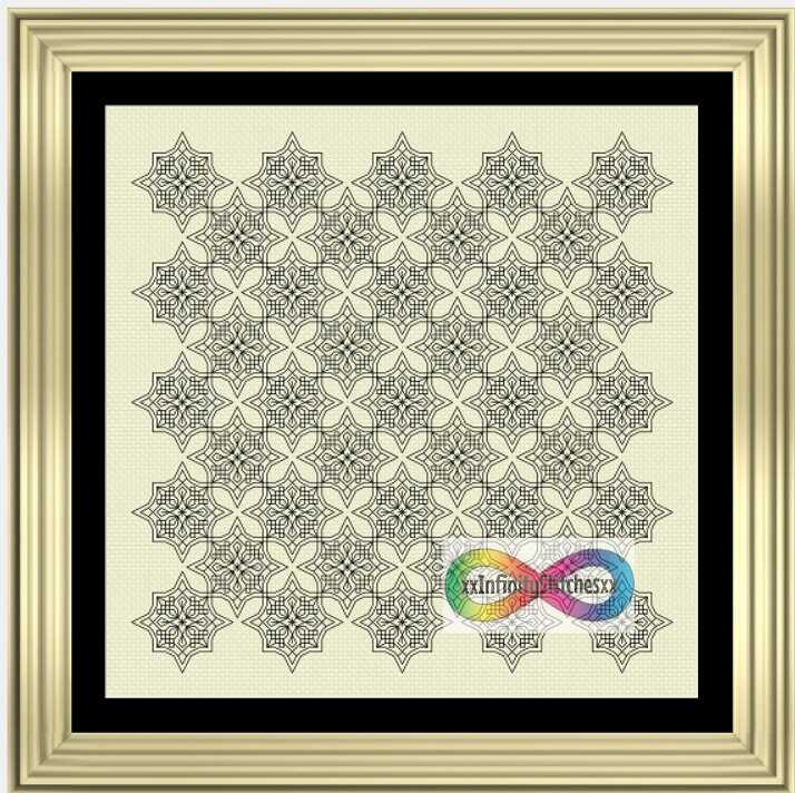 Diamond Flower Tiles Square Blackwork Chart - Etsy