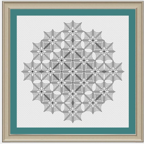 Floral Cobweb Mandala Blackwork Chart | Etsy