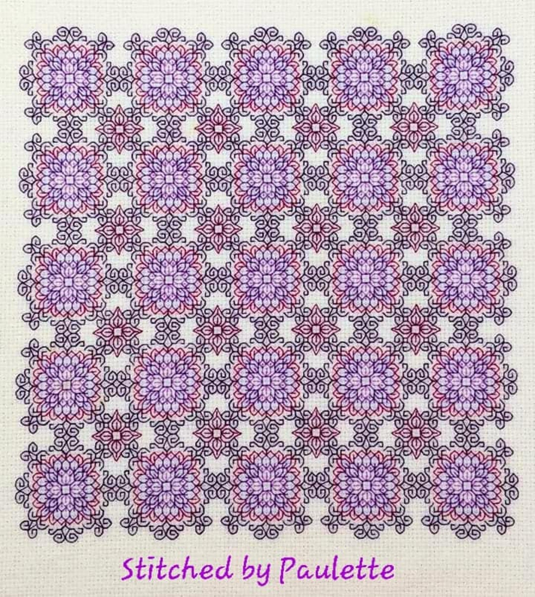 Intricate Flower Lace Panel Blackwork Chart - Etsy