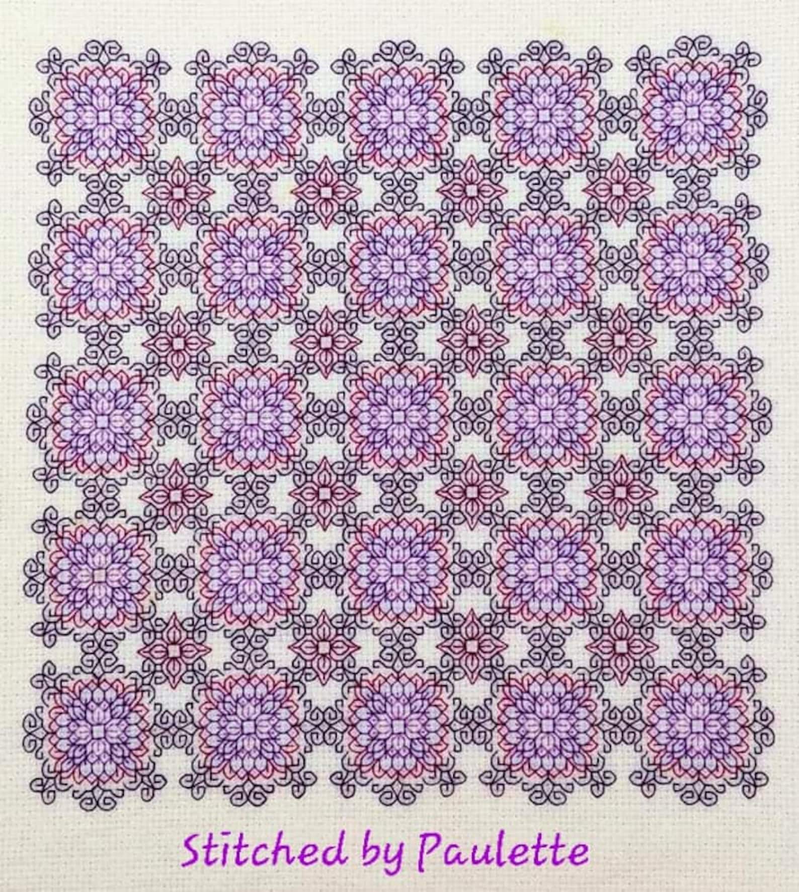 Intricate Flower Lace Panel Blackwork Chart - Etsy