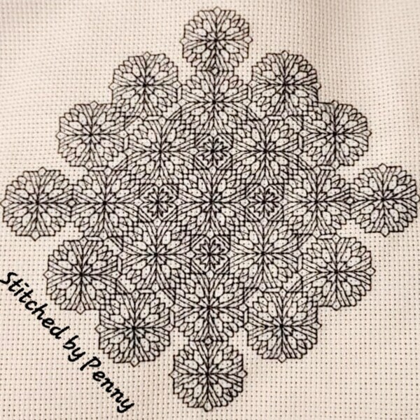 Purple Flowers Lace Panel Blackwork Chart - Etsy