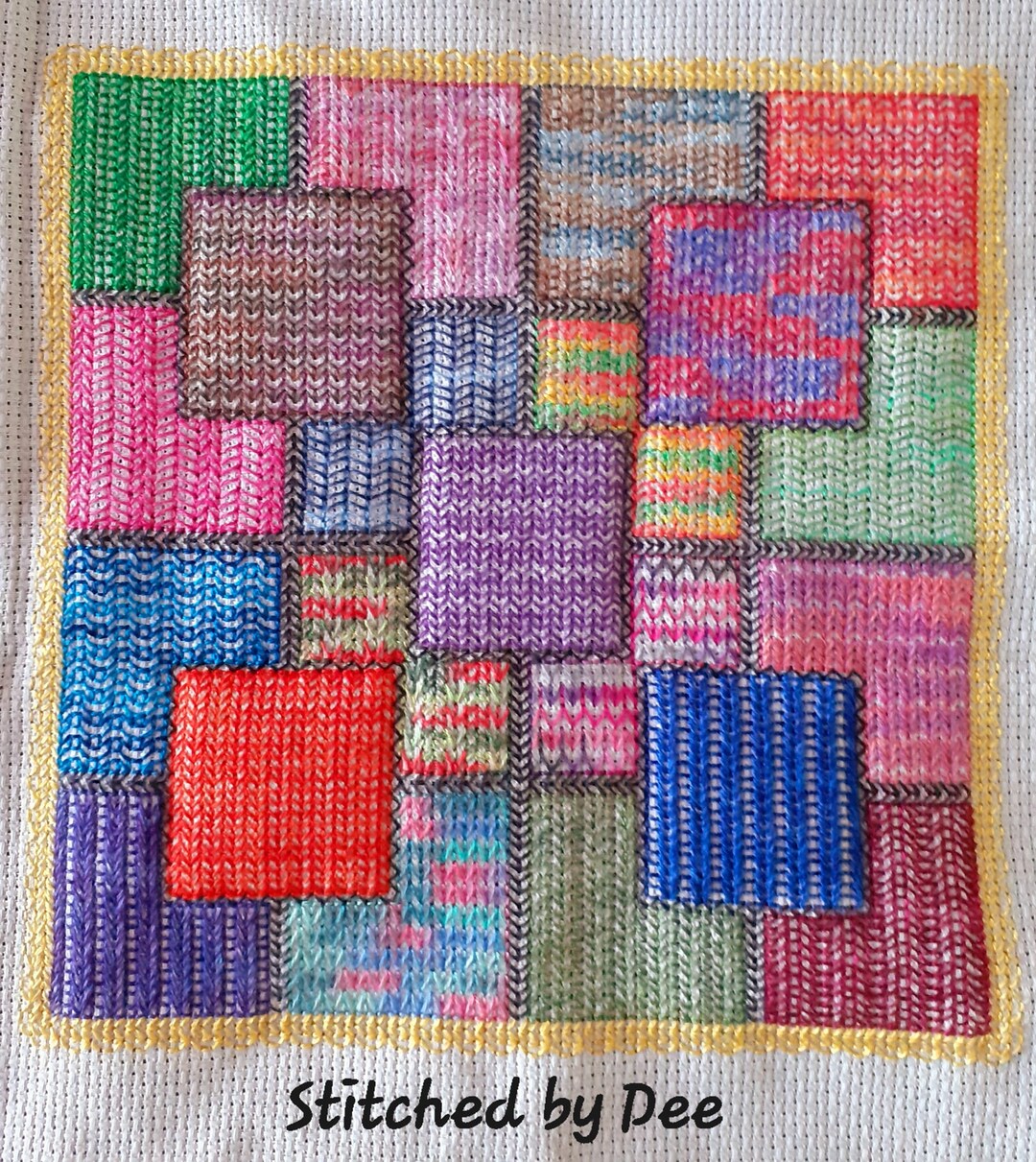 Knitted Patchwork Quilt Blackwork Chart - Etsy
