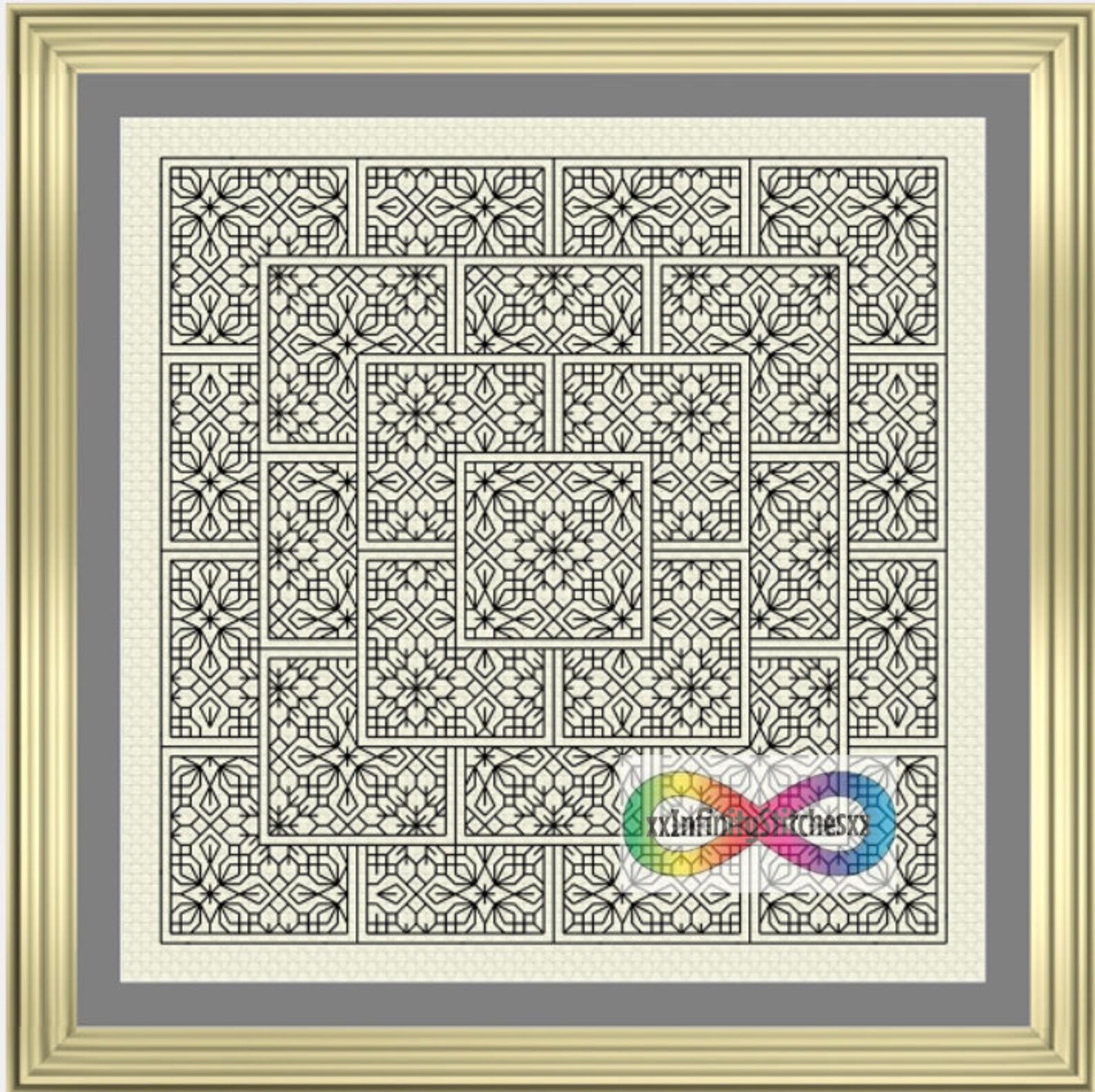 Cascading Floral Lace Tiles Blackwork Chart - Etsy