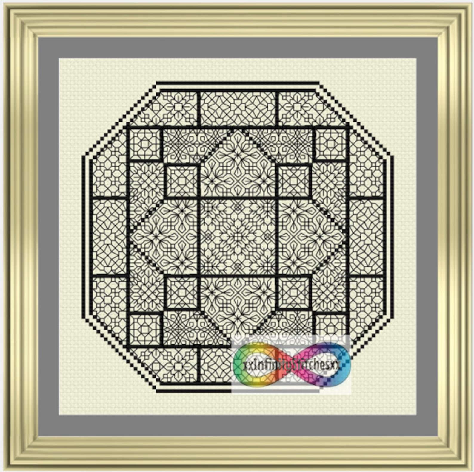 Octagon Blackwork Sampler Blackwork Chart - Etsy