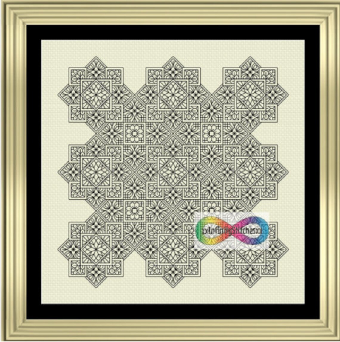 9 Cascading Tiles Blackwork Chart - Etsy