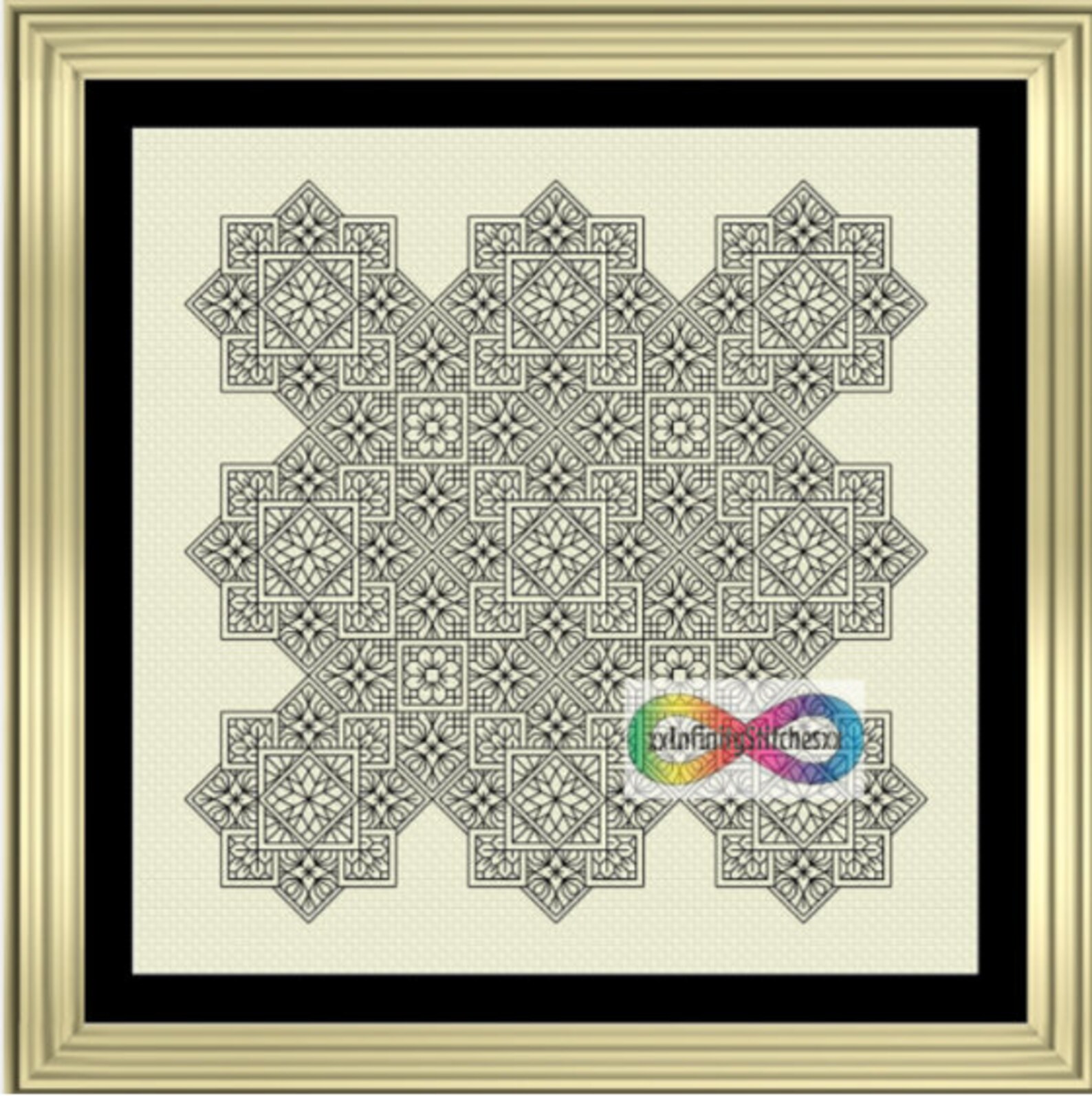 9 Cascading Tiles Blackwork Chart - Etsy