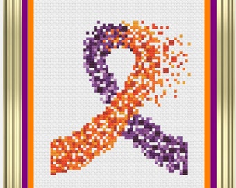 Pancreatic Cancer Ribbon Cross Stitch Pattern Cancer - Etsy