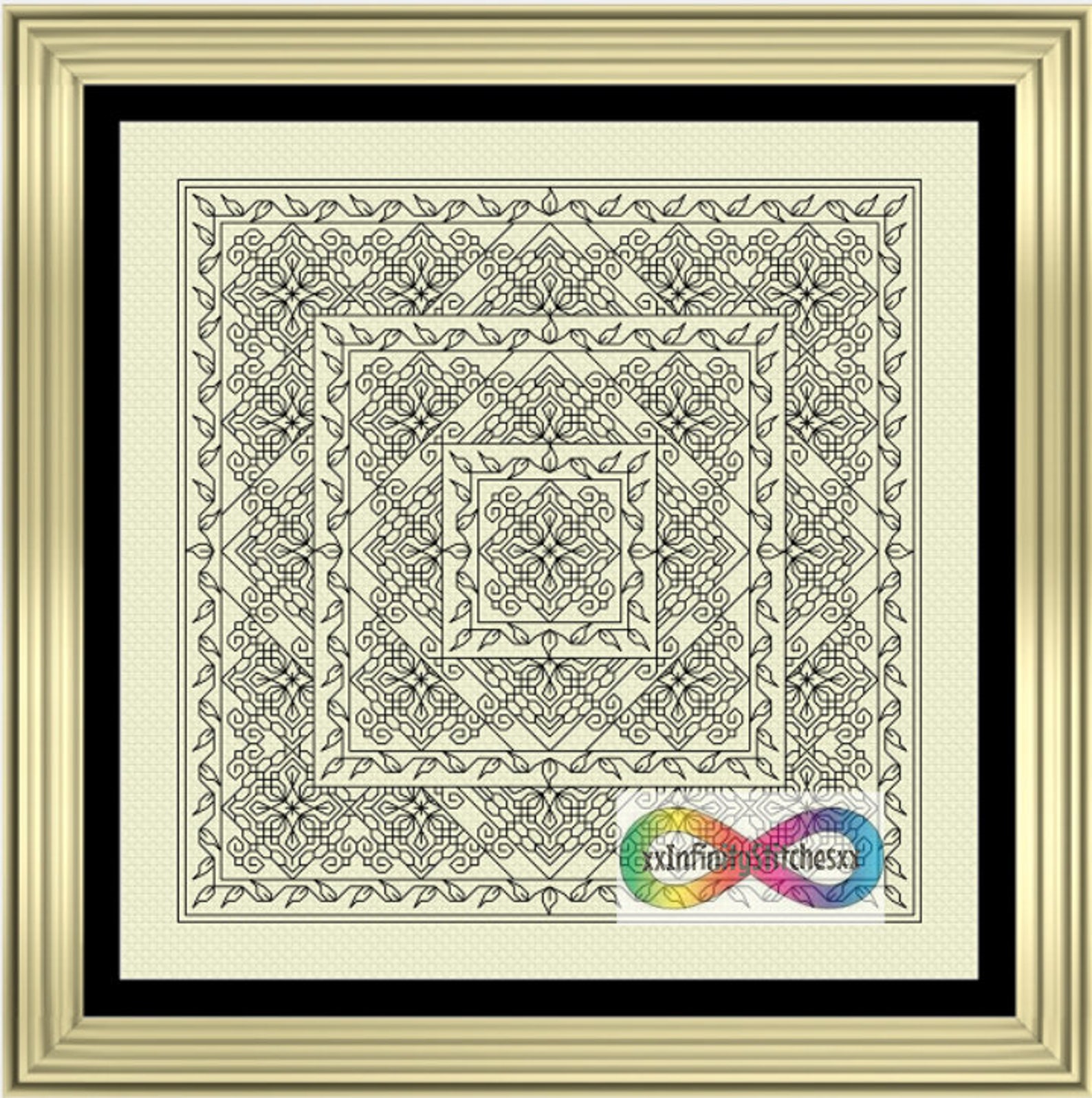 Diamond Flowers Layers Blackwork Chart - Etsy