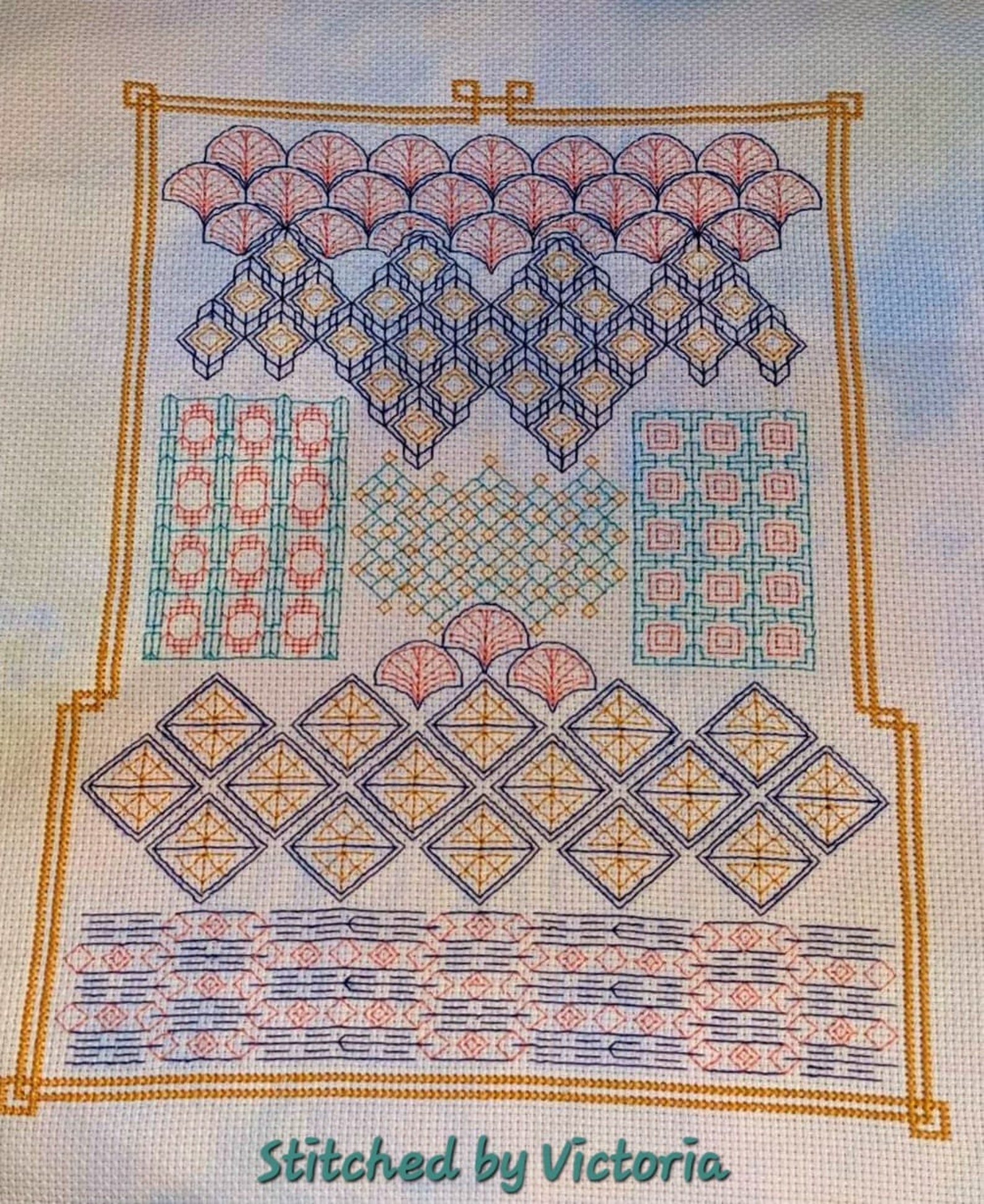 Art Deco Sampler Panel Blackwork Chart - Etsy