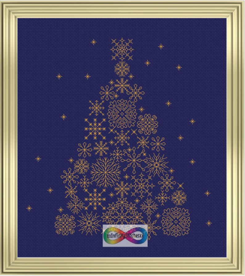 Snowflake Christmas Tree Blackwork Chart - Etsy