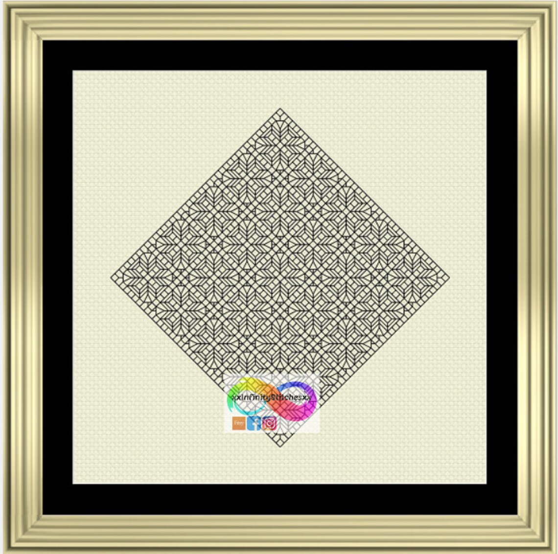 Retro Square Diamond Blackwork Chart - Etsy