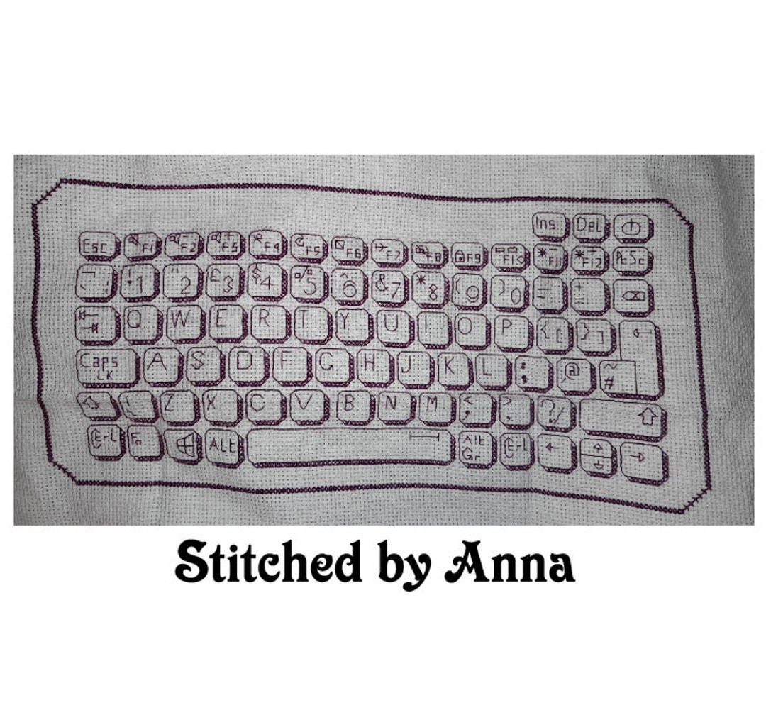 Qwerty Keyboard Blackwork Chart - Etsy