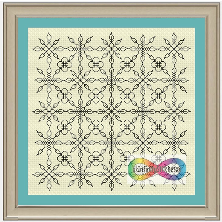 Floral Trellis Lace Blackwork Chart - Etsy