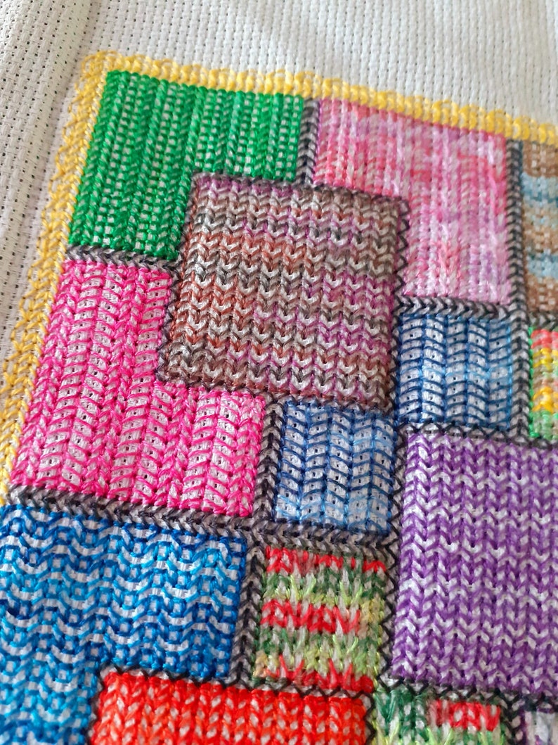 Knitted Patchwork Quilt Blackwork Chart - Etsy