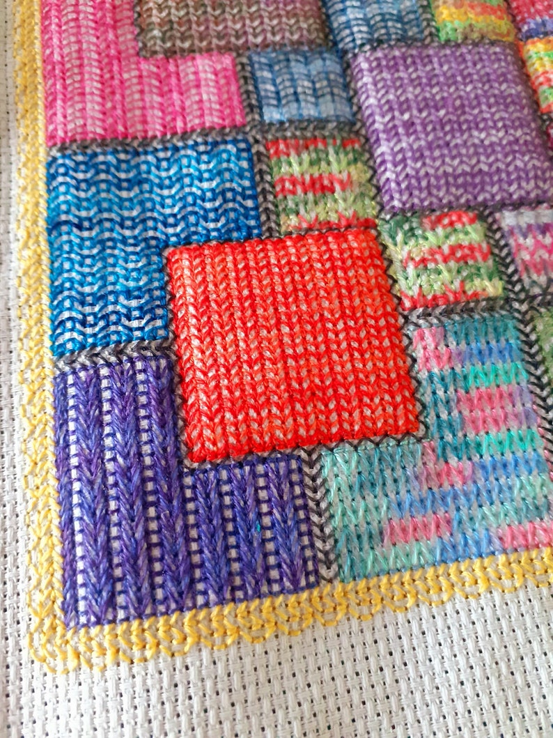 Knitted Patchwork Quilt Blackwork Chart - Etsy