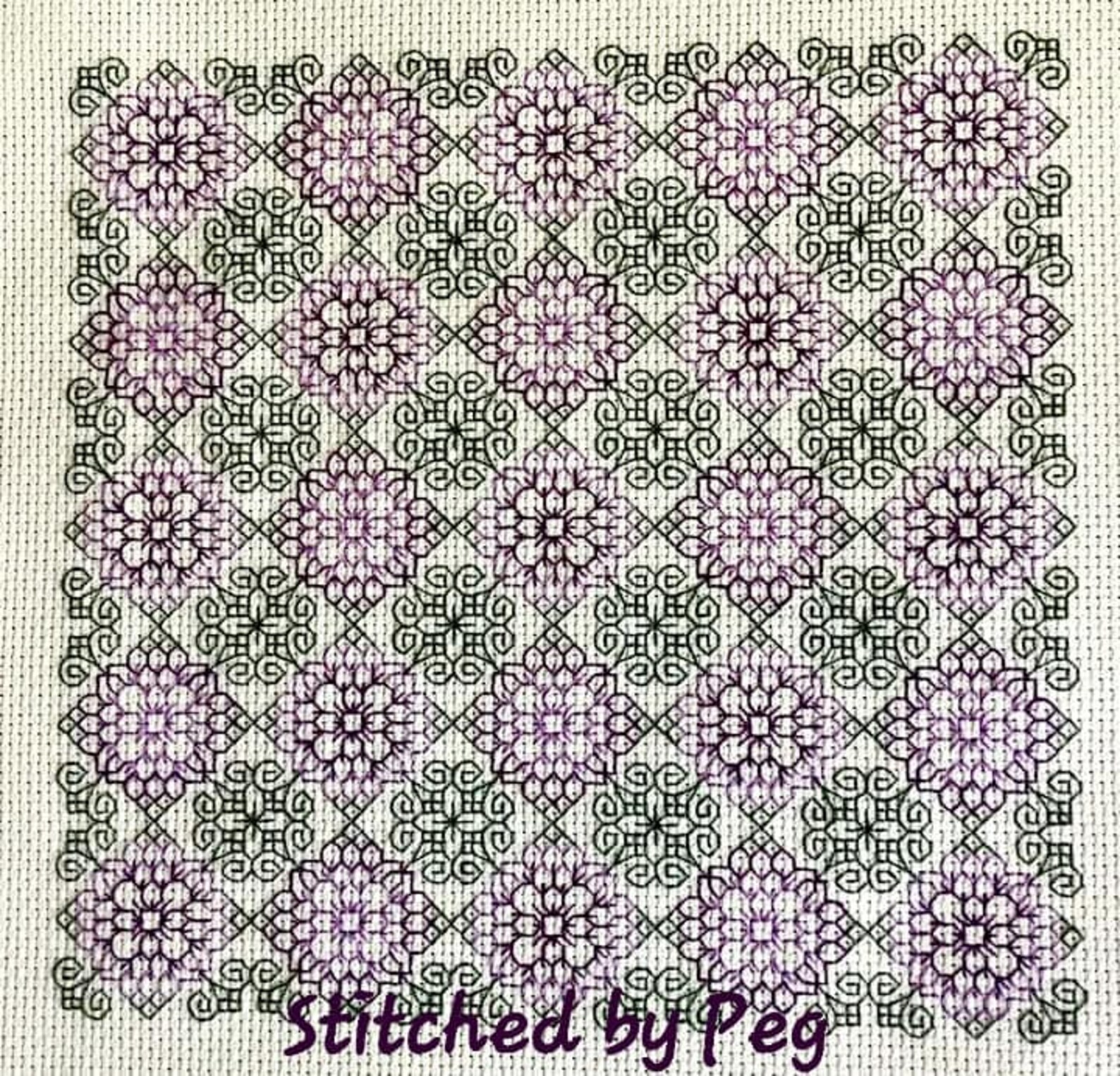 Flowers in Diamonds Lace Square Blackwork Chart - Etsy