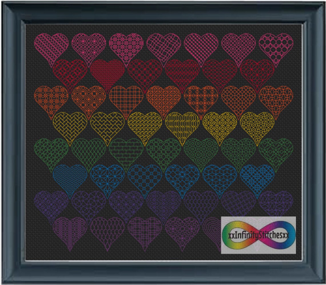 52 Blackwork Hearts Blackwork Chart - Etsy