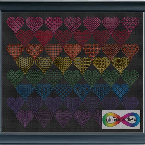 52 Blackwork Hearts Blackwork Chart - Etsy