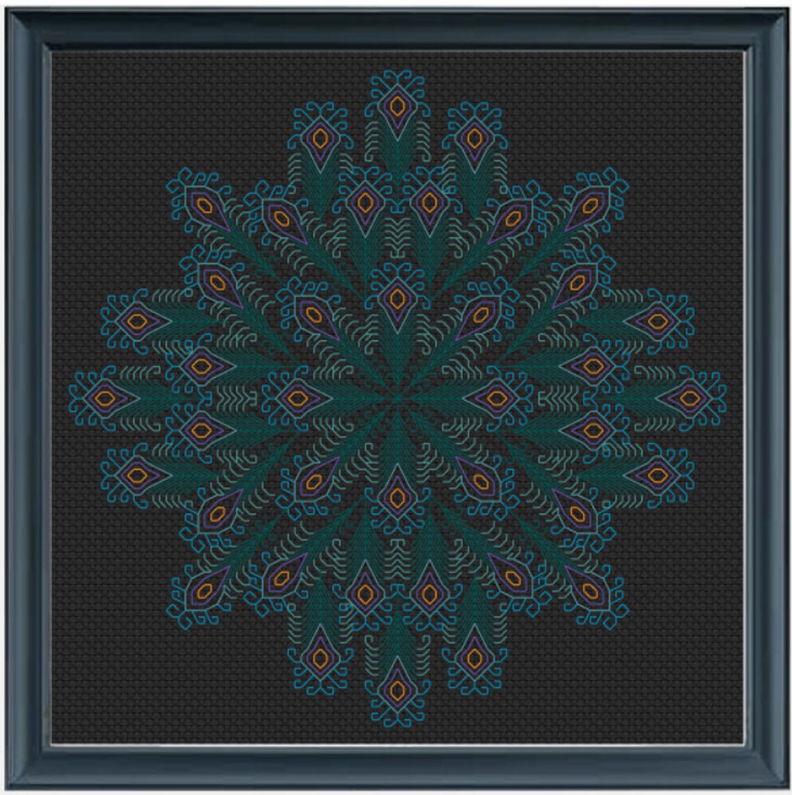 Peacock Feather Mandala Blackwork Chart | Etsy