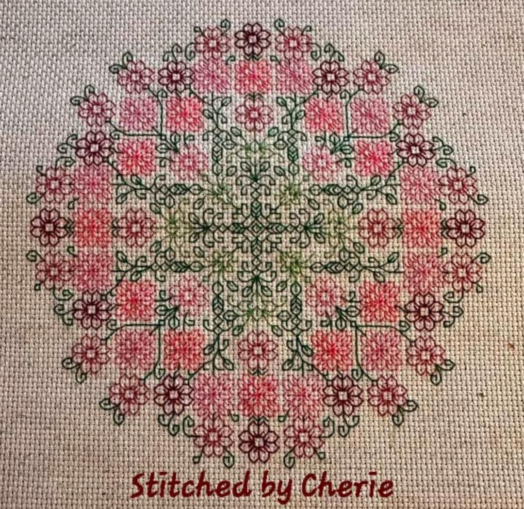 Pink Flower Mandala Blackwork Chart - Etsy