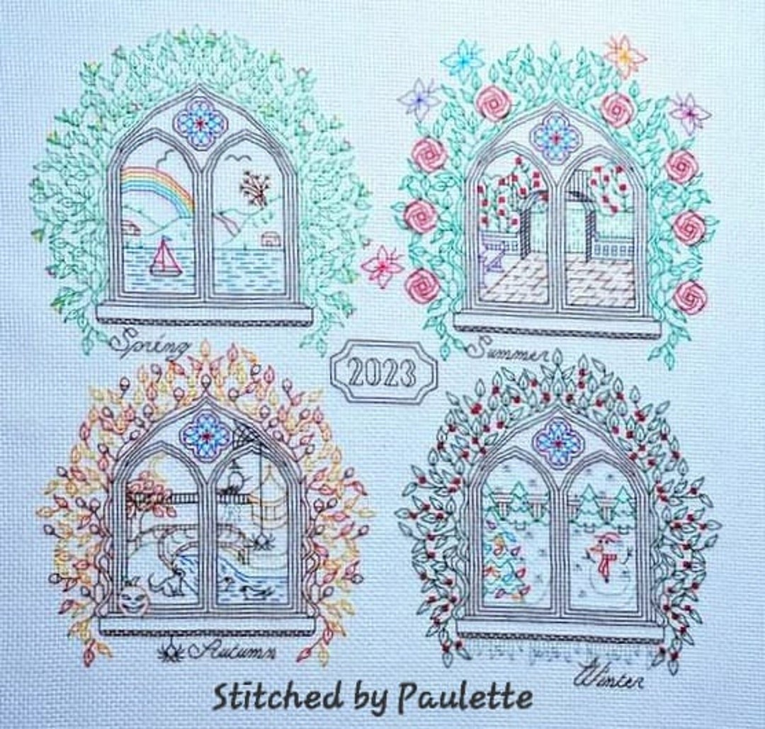 Four Seasons Windows Blackwork Chart - Etsy