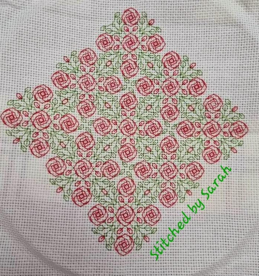 Rose Cluster Lace Diamond Blackwork Chart - Etsy