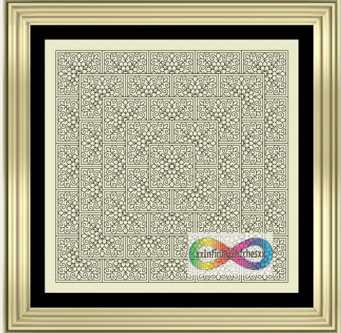 5 Layer Cascading Lace Tiles Blackwork Chart - Etsy