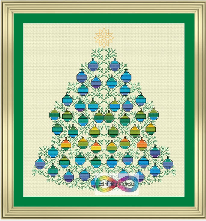 Christmas Tree Bauble Weekly Temperature Cross Stitch and Blackwork ...