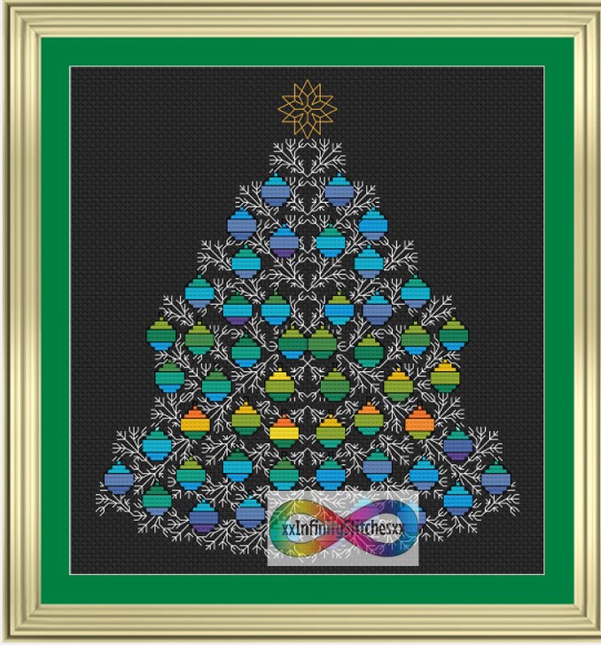 Christmas Tree Bauble Weekly Temperature Cross Stitch and Blackwork ...