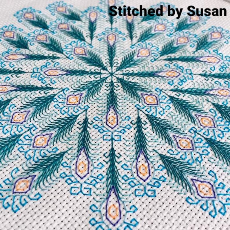 Peacock Feather Mandala Blackwork Chart | Etsy