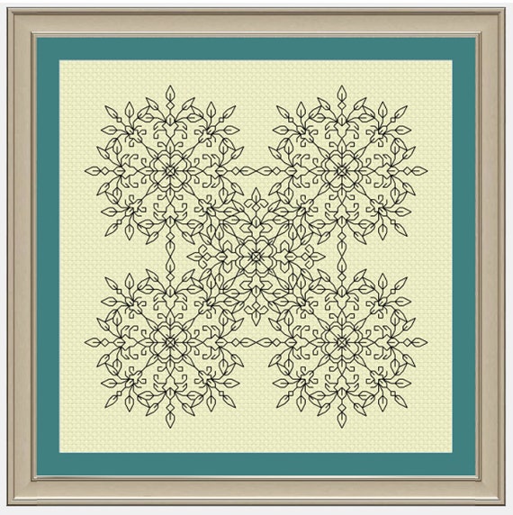 Fancy Floral Blackwork Chart | Etsy