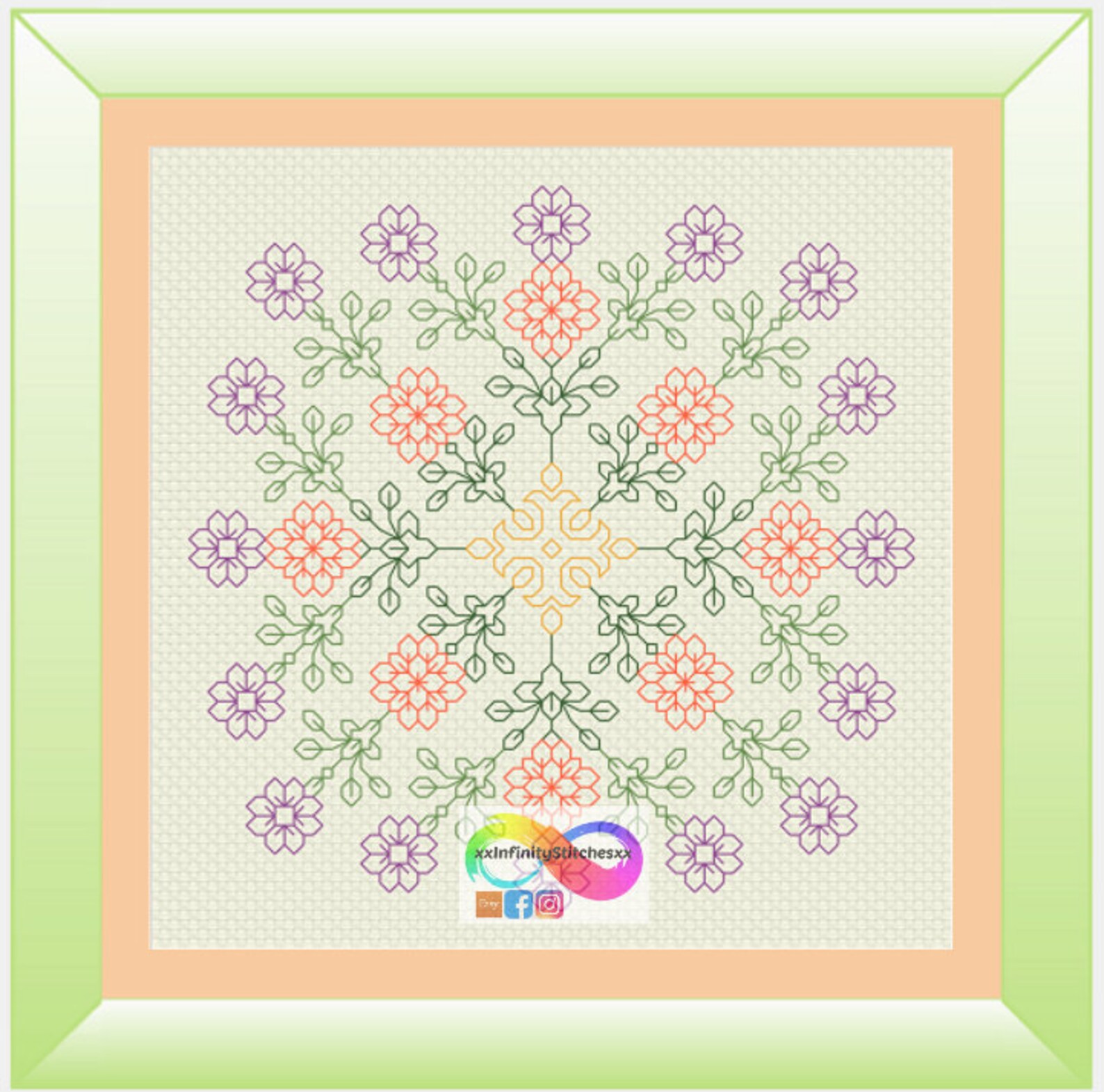 Spring Flowers Mandala Blackwork Chart - Etsy