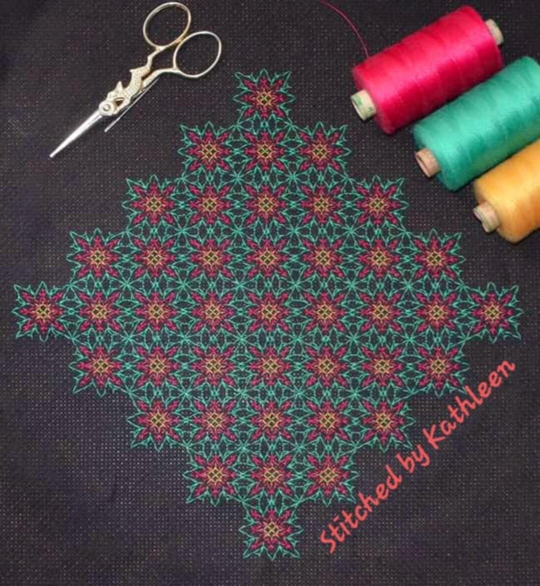 Spikey Stars Diamond Blackwork Chart (optical Disillusions) - Etsy