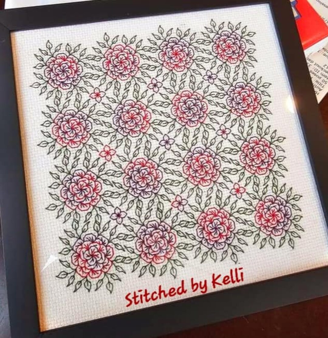 Big Roses Lace Square Blackwork Chart - Etsy